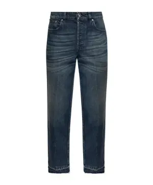 LANVIN Frayed Edge Straight Leg Jeans - Black