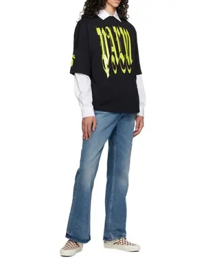 Palm Angels Gothic Logo Printed Crewneck T-shirt