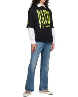 Palm Angels Gothic Logo Printed Crewneck T-shirt