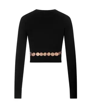 Rabanne Ribbed-knit Stud Embellished Cropped Top
