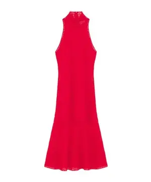 Alexander McQueen Spider Lace Midi Dress - Red