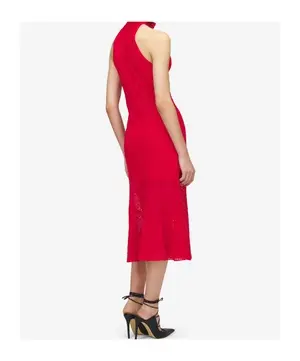 Alexander McQueen Spider Lace High Neck Midi Dress