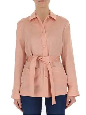 Off-White Belted Logo Patterned Shirt Jacket