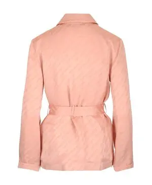 Off-White Belted Logo Patterned Shirt Jacket