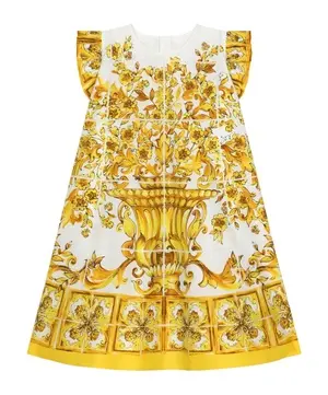 Dolce & Gabbana Majolica-print Cotton Dress - Yellow