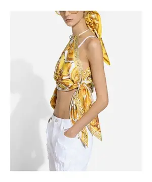 Dolce & Gabbana Majolica Print Halterneck Top - Multicolor