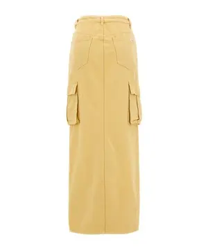 SELF-PORTRAIT Embellished Denim Cargo Maxi Skirt