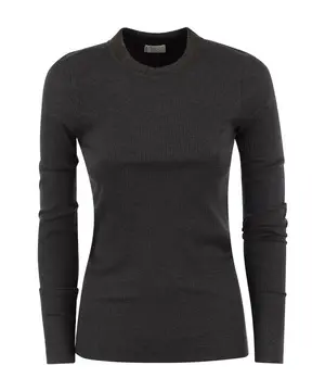 Brunello Cucinelli Monili-embellished Ribbed Knit Jumper - Black