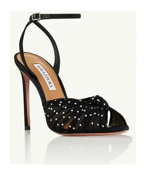 AQUAZZURA Slow Kisses Rhinestone Embellished Ankle Strap Sandals