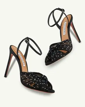 AQUAZZURA Slow Kisses Rhinestone Embellished Ankle Strap Sandals