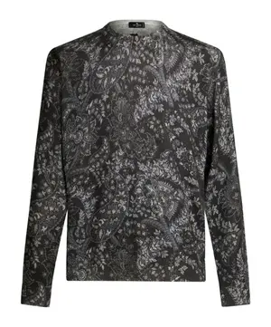 Etro Paisley Intarsia-knitted Long-sleeved Jumper - Black
