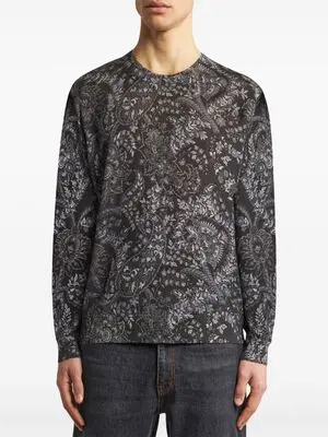 Etro Paisley Intarsia-knitted Long-sleeved Jumper - Black