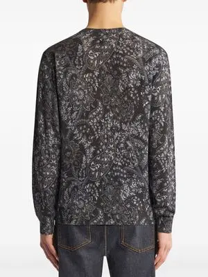 Etro Paisley Intarsia-knitted Long-sleeved Jumper - Black