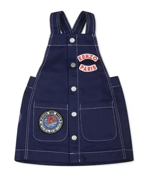 Kenzo Logo-appliquéd Cotton Dungaree Dress