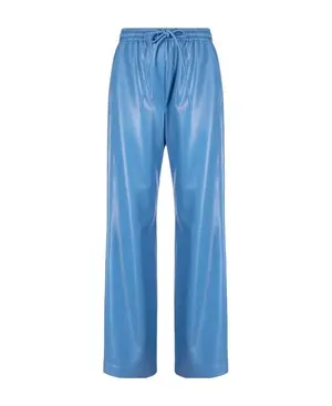 Nanushka Faux-leather Drawstring-waist Trousers - Blue