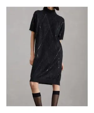 Brunello Cucinelli Sequin Embellished Roll-neck Midi Dress