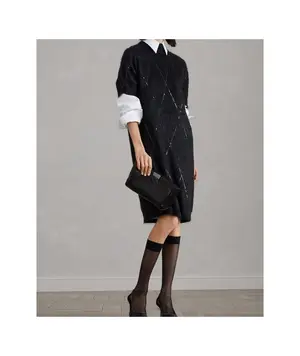 Brunello Cucinelli Sequin Embellished Roll-neck Midi Dress