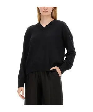 Fabiana Filippi Sequin-embellished V-neck Knitted Jumper - Black