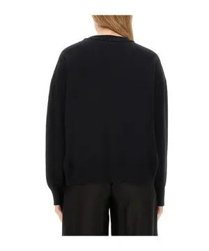 Fabiana Filippi Sequin-embellished V-neck Knitted Jumper - Black