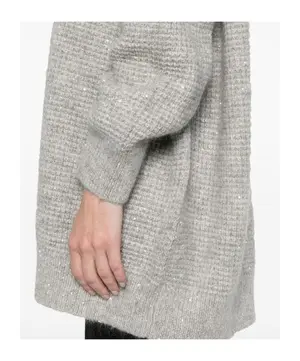 Fabiana Filippi Sequin Embellished V-neck Cardigan - Gray
