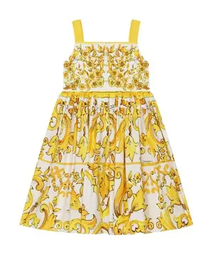 Dolce & Gabbana Majolica-print Cotton Dress - Yellow