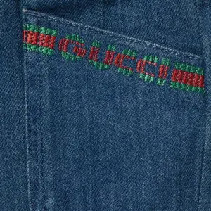 Gucci Denim Pants With Web Embroidery