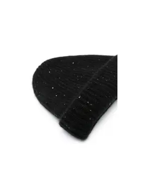 Fabiana Filippi Sequin Embellished Ribbed-knit Beanie - Black
