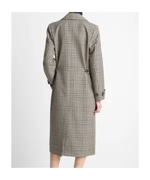 Vince Embossed Plaid Wool Coat