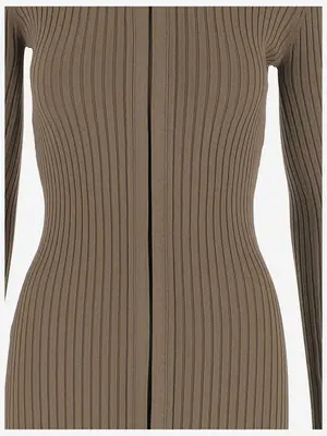 Nanushka Ribbed Knit Long Sleeve Zip Up Cardigan