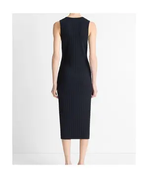 Vince Ribbed Cotton-blend Button-front Dress