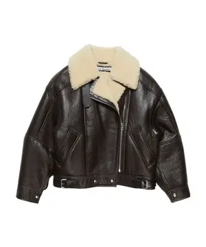 Acne Studios Double-breasted Zip-up Jacket - Dark Brown/beige