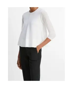 Vince Ribbed Cotton Blend Top