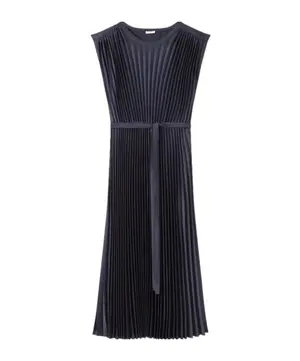 JOSEPH Volta Plissé Midi Dress - Indigo