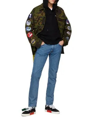 Off-White Logo-print Straight-leg Jeans
