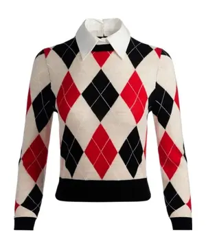 ALICEOLIVIA Carolann Argyle Pullover - Nude