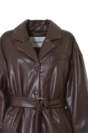 Nanushka Belted Faux-leather Blazer