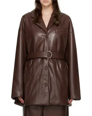 Nanushka Belted Faux-leather Blazer