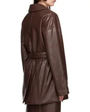 Nanushka Belted Faux-leather Blazer