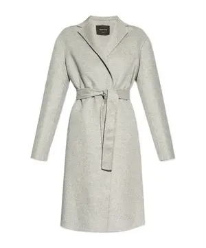 Fabiana Filippi Mid Length Coat With Lapel And Waist Strap