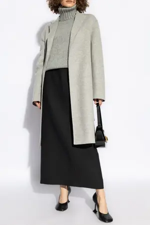 Fabiana Filippi Mid Length Coat With Lapel And Waist Strap