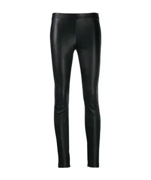 Vince Slim Fit Leather Trousers - Black