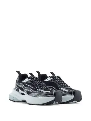 Emporio Armani Patent-leather Striped Sneakers