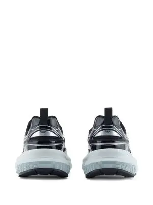 Emporio Armani Patent-leather Striped Sneakers
