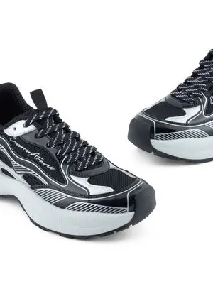 Emporio Armani Patent-leather Striped Sneakers