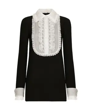 Dolce & Gabbana Dolce Gabbana Ruffle Detailed Mini Dress - Black