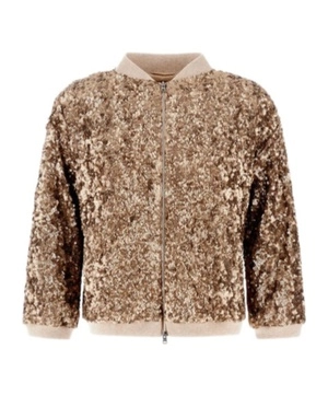 Herno Sequined Zip-up Bomber Jacket - Brown