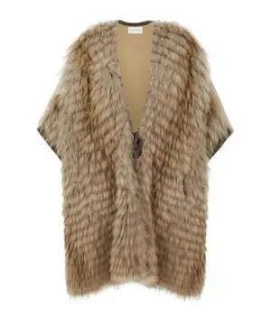 P.a.r.o.s.h Fur-trimmed Cape Jacket - Brown