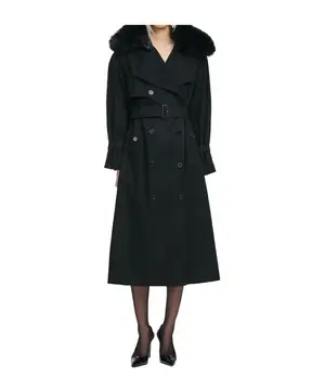 SELF-PORTRAIT Belted Trench Coat - Black