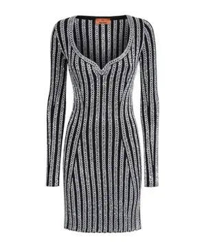 Missoni V-neck Sequin Embellished Mini Dress With Long Sleeves - Multicolour