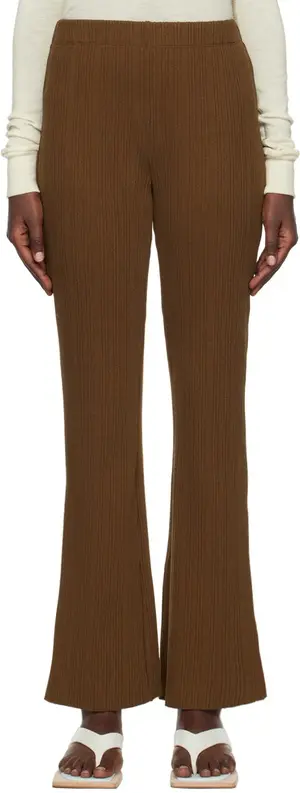 Vince Ribbed Flared-leg Trousers - Brown